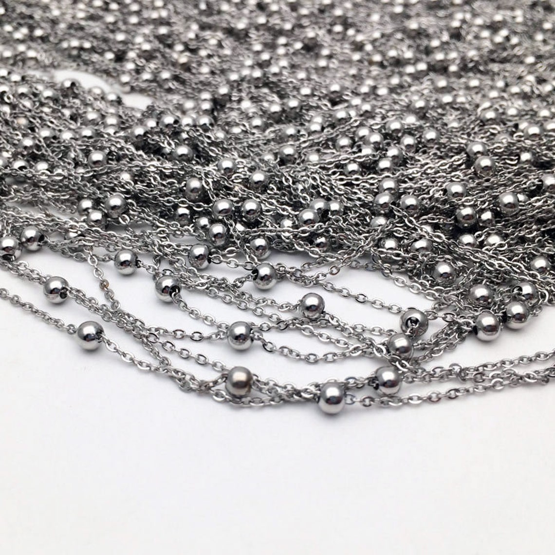 10/50 Meters Stainless Steel Flat Cable Satellite Beaded Chain - Etsy