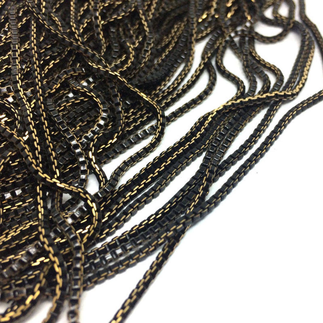 Black Square Faceted Box Chain Open Link 1.6mm Wide Jewelry Findings ...