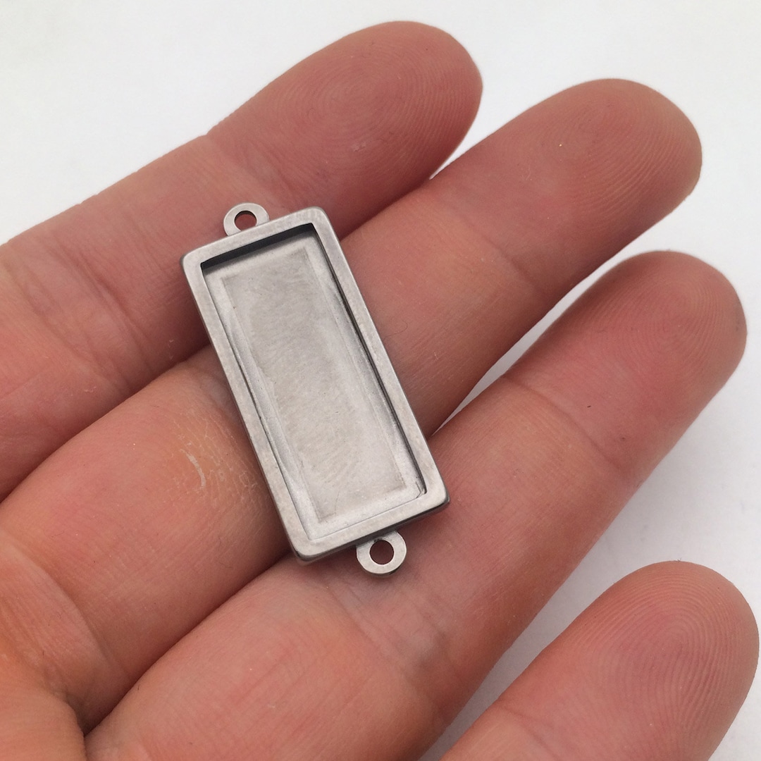 10/50pcs Solid Stainless Steel Cabochon Settings Rectangle Bezel Tray ...