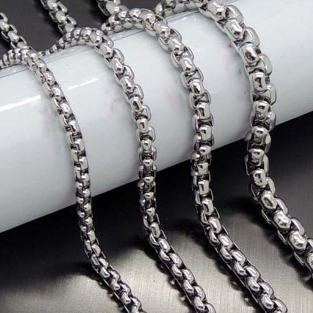 5 Meters Stainless Steel Square Rolo Link Chain 2.0mm 3.0mm 4.0mm Wide ...