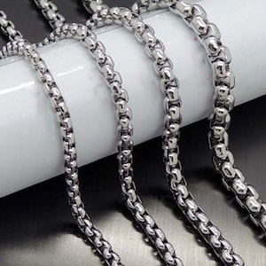 5 Meters Stainless Steel Square Rolo Link Chain 2.0mm 3.0mm 4.0mm Wide ...