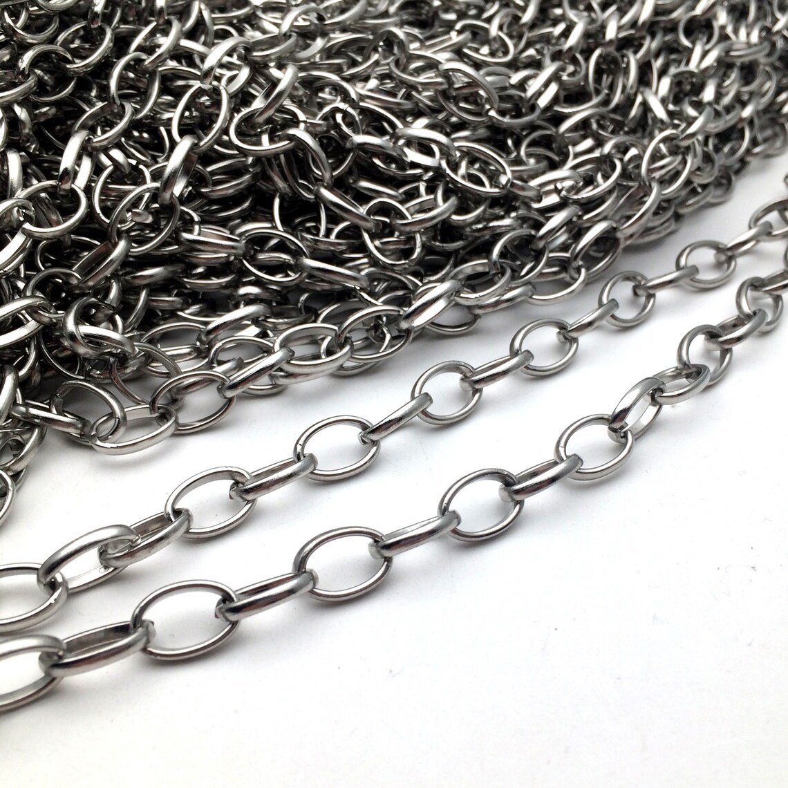 5/20 Meters Stainless Steel Flat Inside Drawn Cable Chain Oval - Etsy