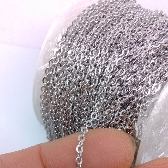 Stainless Steel Flat Cable Chain Oval Link Jewelry Making You Pick Size ...