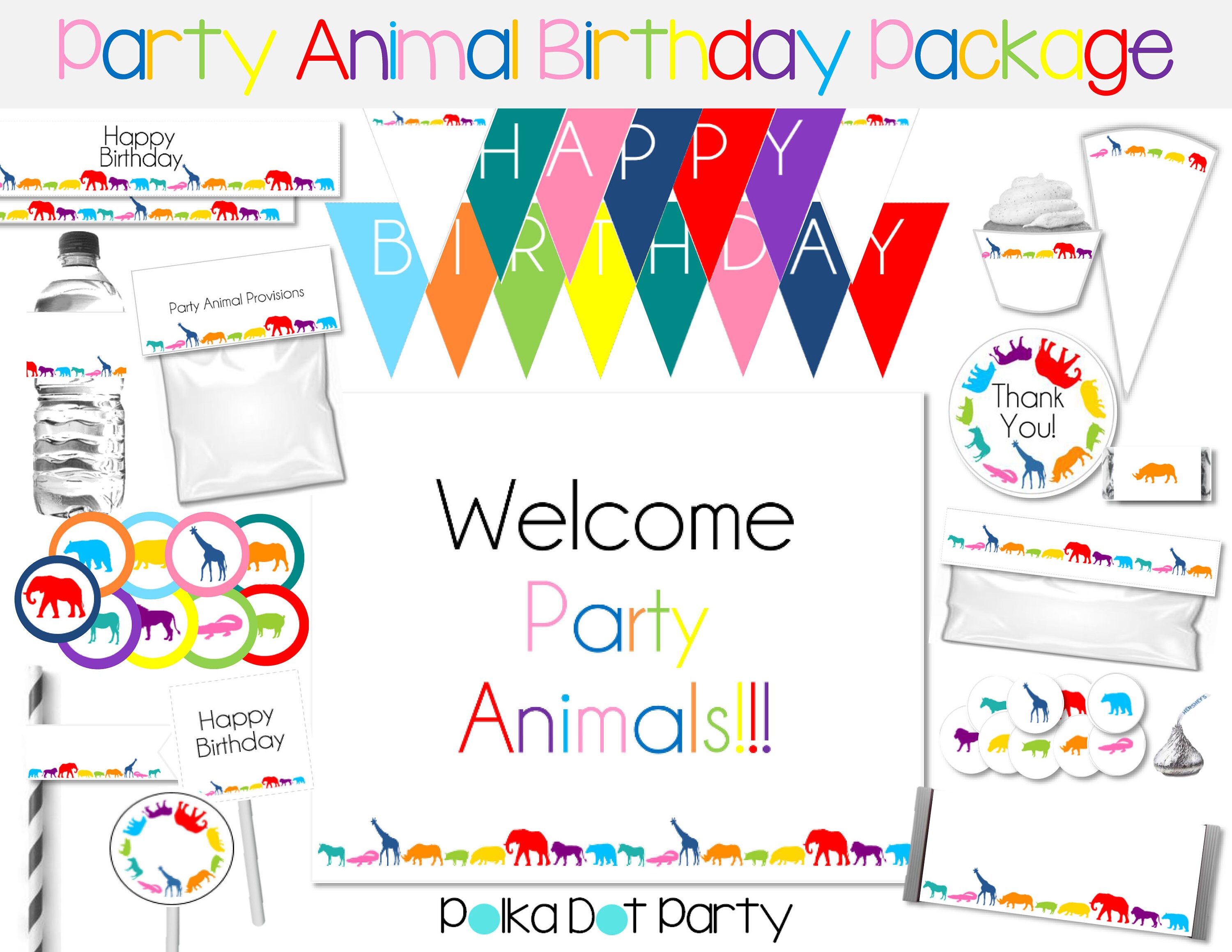 Party Animal Printable Package Birthday Party Kit Zoo - Etsy