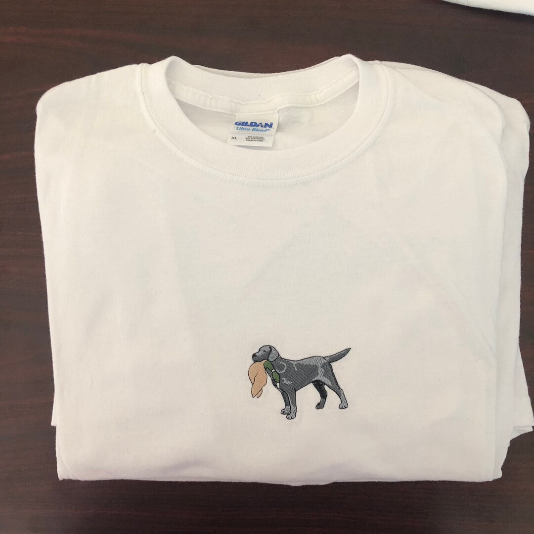 Black Labrador Retriever Embroidered Design on White T-shirt - Etsy