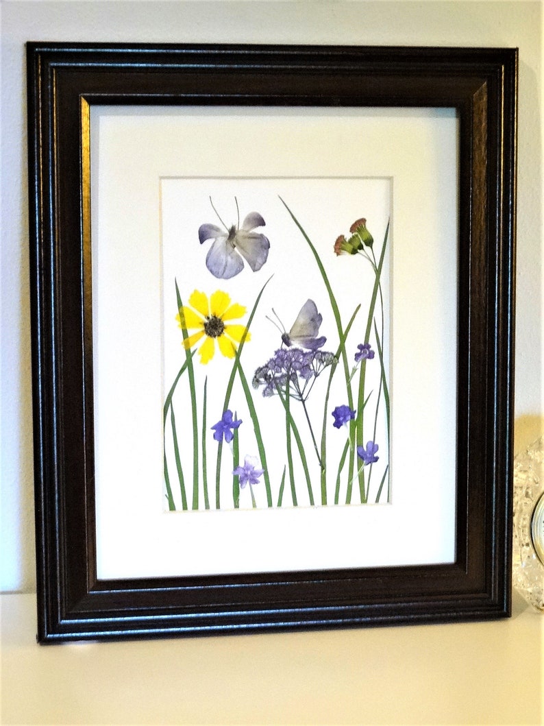 Wisteria Coreopsis and Violets Painting Pressed Flower Art - Etsy