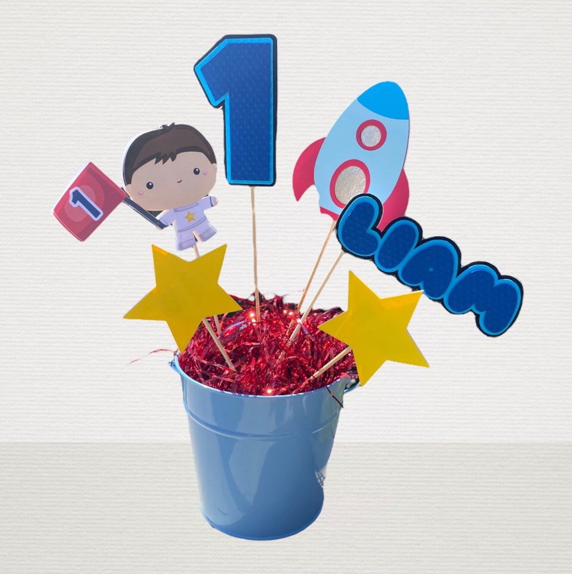 Astronaut Rocket Party Theme Girl Boy Centerpiece Cake Topper - Etsy