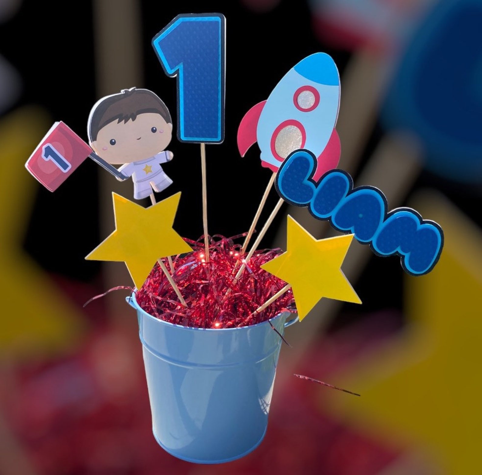 Astronaut Rocket Party Theme Girl Boy Centerpiece Cake Topper - Etsy