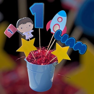 Astronaut Rocket Party Theme Girl Boy Centerpiece Cake Topper - Etsy