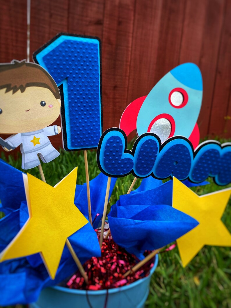 Astronaut Rocket Party Theme Girl Boy Centerpiece Cake Topper - Etsy