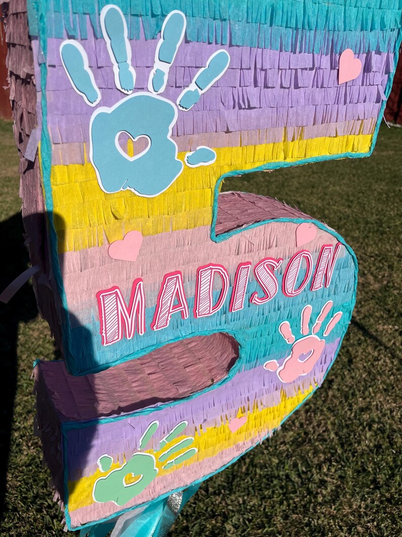 Personalized Number 5 Pinata | Rainbow Birthday Piñata Cake | Custom ...