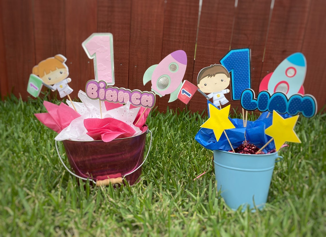 Astronaut Rocket Party Theme Girl Boy Centerpiece Cake Topper - Etsy