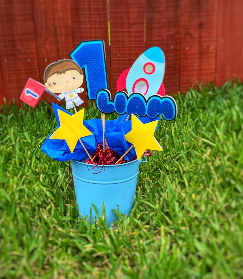 Astronaut Rocket Party Theme Girl Boy Centerpiece Cake Topper - Etsy