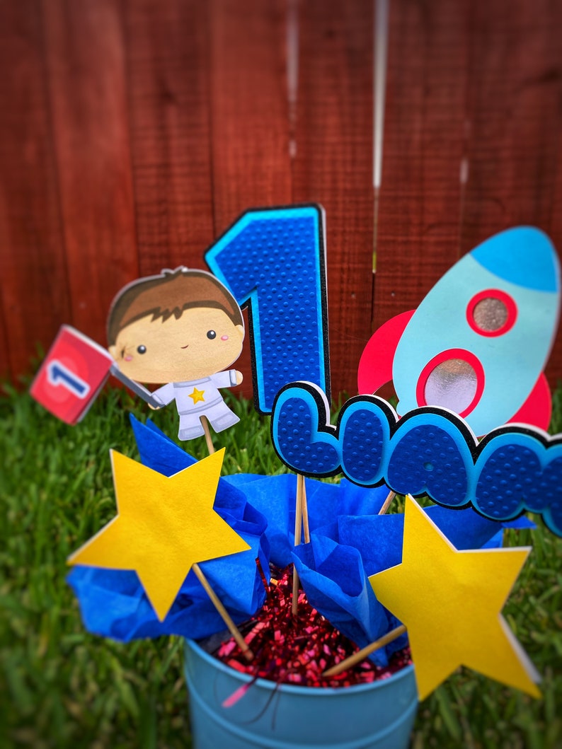 Astronaut Rocket Party Theme Girl Boy Centerpiece Cake Topper - Etsy