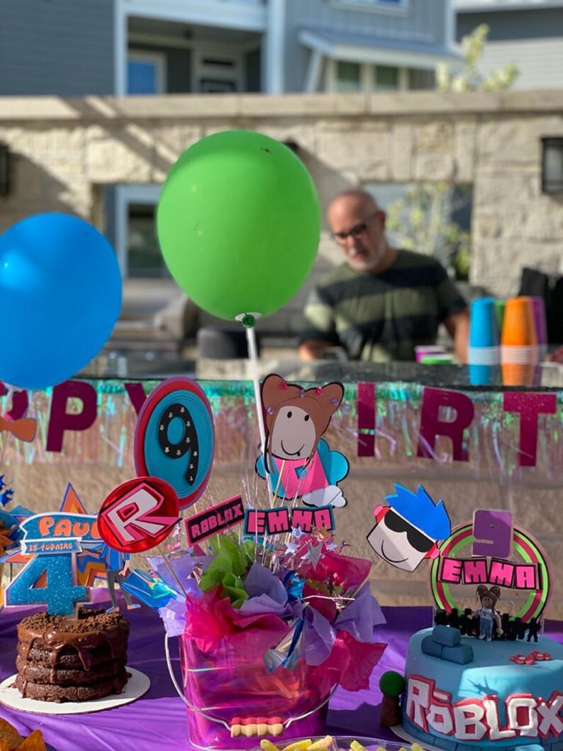 Roblox Inspired Centerpiece Personalized Cake Topper Girl - Etsy