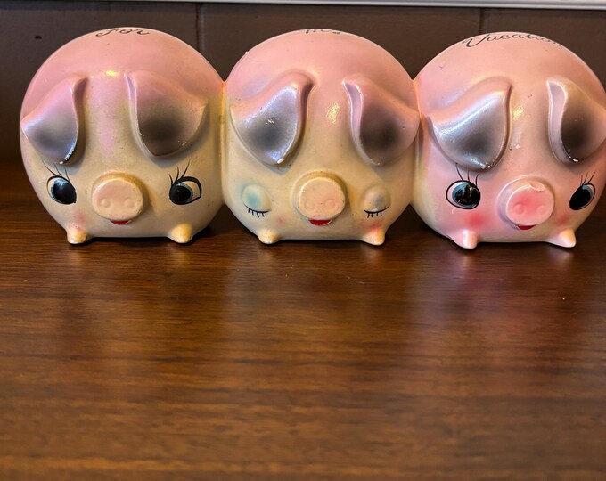 Vintage 1950s Cute Kitsch Triple Lustre Pink Piggy Bank for My Vacation ...