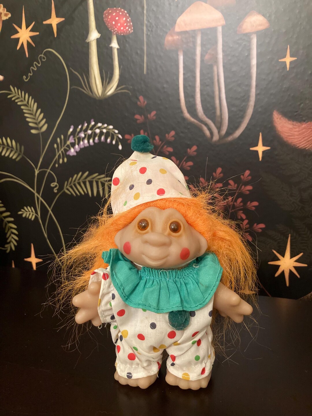 Vintage 1986 Dam Troll Figurine Doll Clown Costume Orange Hair FREE ...