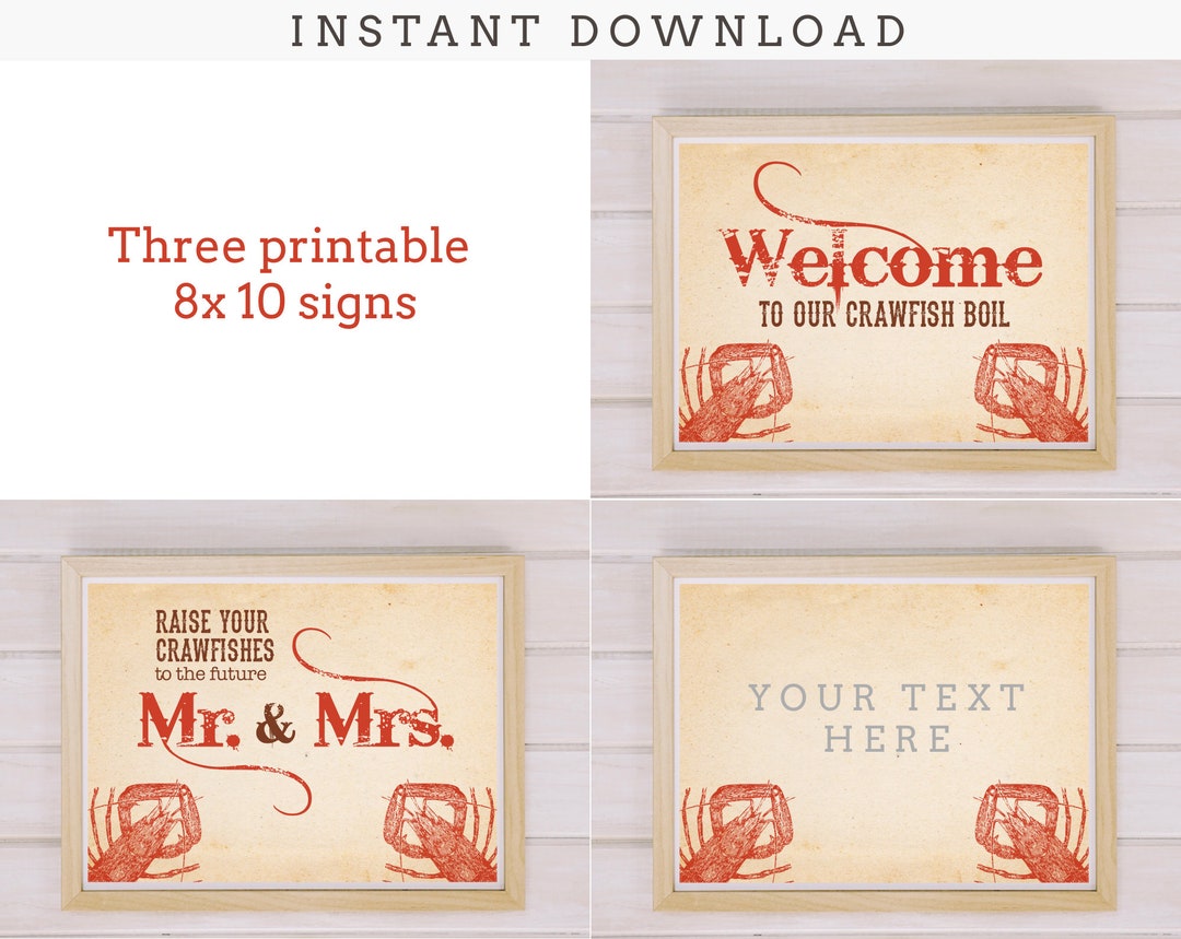Crawfish Boil Printable Party Signs, Couples Wedding Shower, Instant ...
