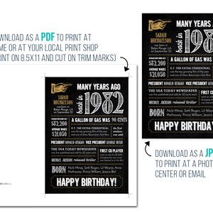42nd Birthday Card, Anniversary / Born in 1982 Fun Facts / Editable ...