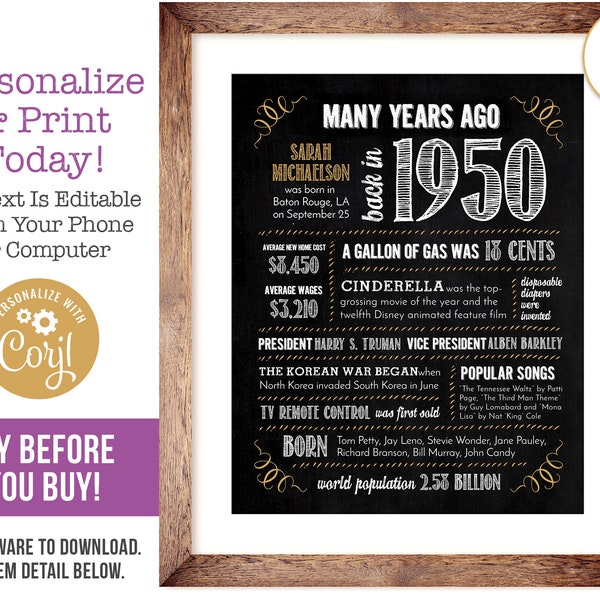 Born in 1950 Facts - Etsy