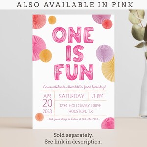 One is Fun Birthday Invitation: Editable First Birthday Party (digital ...