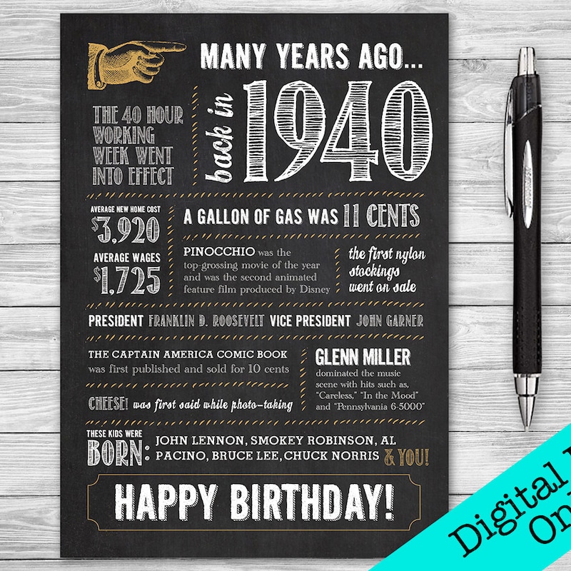 1940 Fun Facts - Etsy