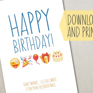 Printable Funny Emoji Birthday Card / for Anyone / 5.5 X 8.5 | Etsy