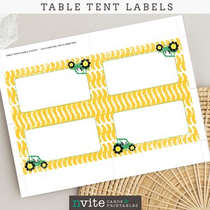 Printable Green Tractor Labels, Sign, Cards, Boys Birthday Party Decor ...