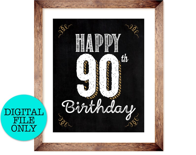 90th Birthday Chalk Sign Decorations / 8x10 four Pack / - Etsy