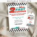 2 Fast 2 Curious Race Car Birthday Invitation for Two Year Old Boy ...