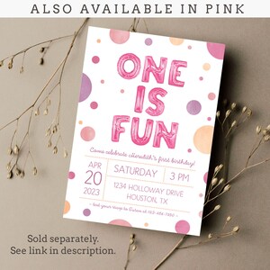 One is Fun Birthday Invitation: Editable First Birthday Party (digital ...