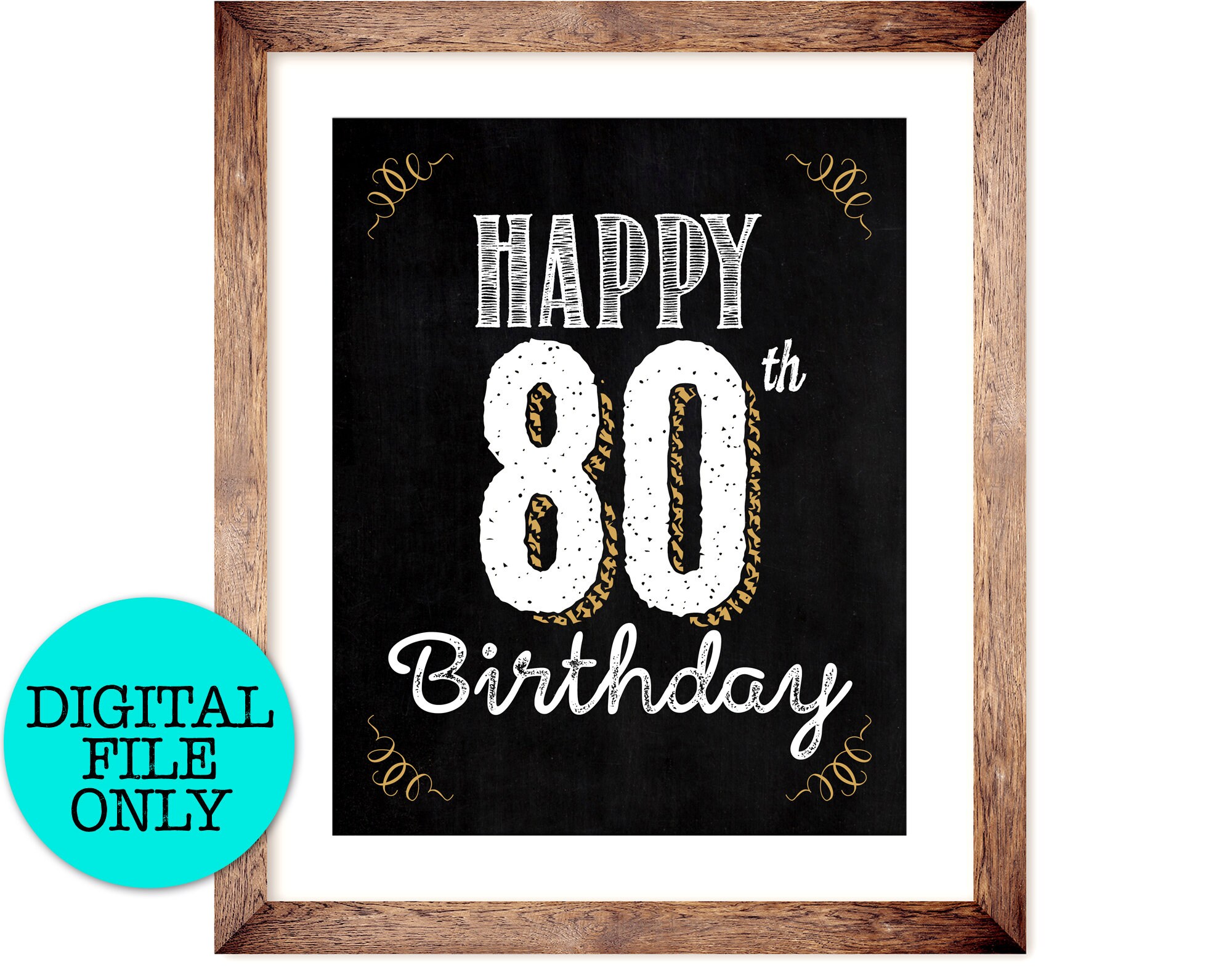 80th Birthday Chalk Sign Decorations / 8x10 four Pack / - Etsy