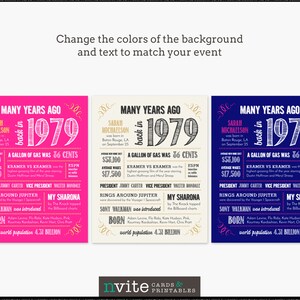 46th Birthday Sign Poster, Anniversary / Born in 1979 Fun Facts ...