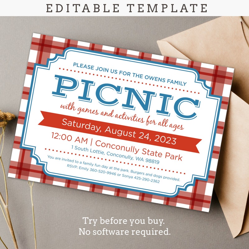 Picnic Invitation - Etsy