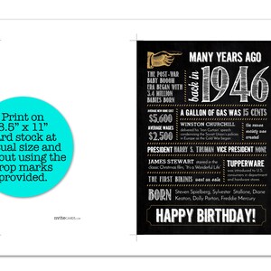 79th Birthday Card, Anniversary / Fun Facts 1946 Year in Review ...