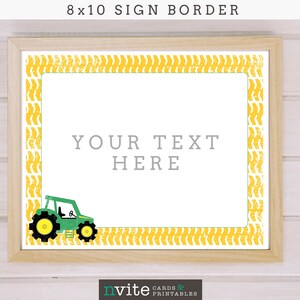 Printable Green Tractor Labels, Sign, Cards, Boys Birthday Party Decor ...