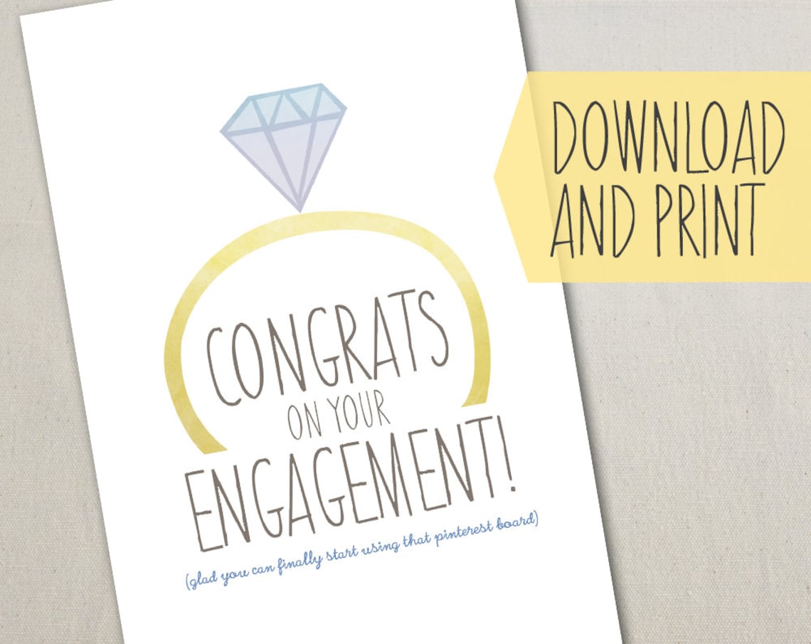 Printable Funny Congrats on Engagement Card / for Bride-to-be | Etsy