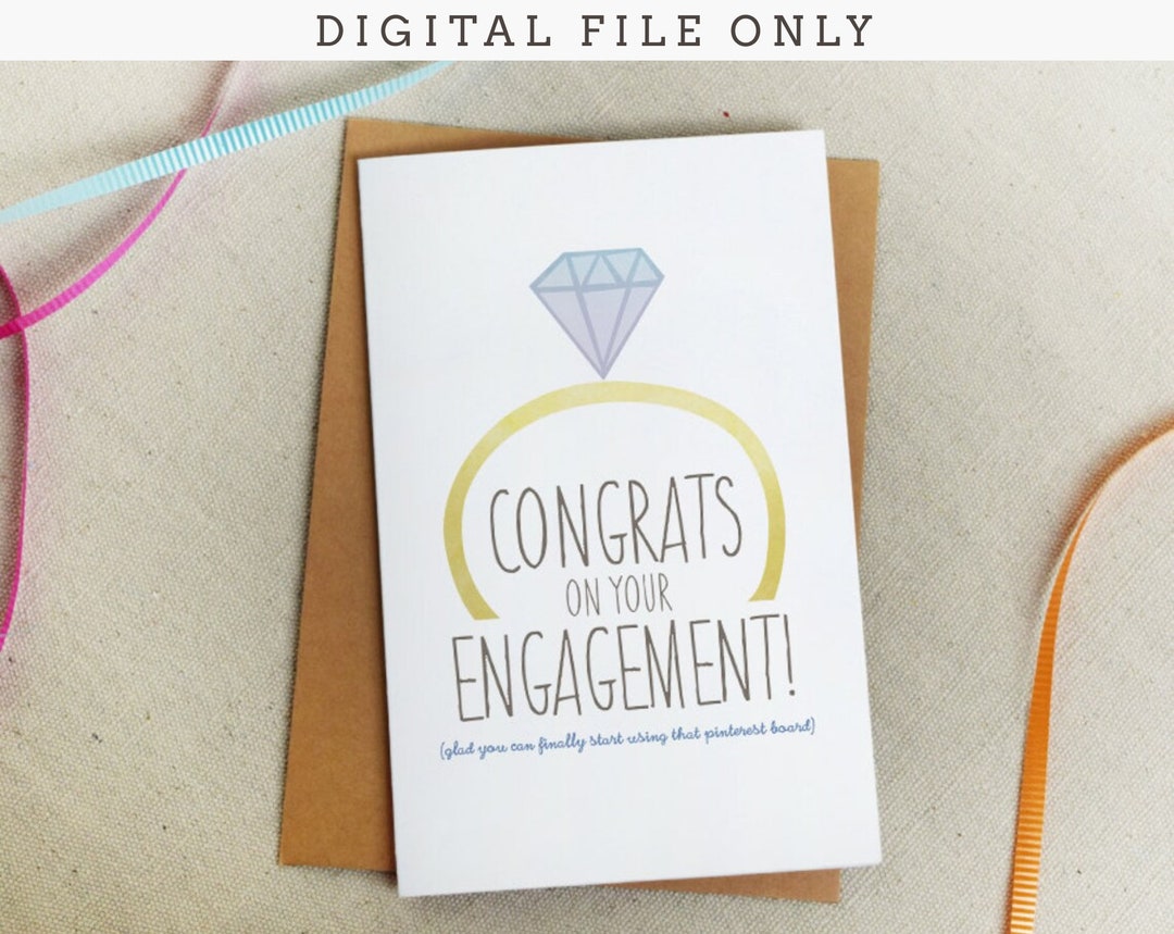 Printable Funny Congrats on Engagement Card / for Bride-to-be / 5.5 X 8 ...