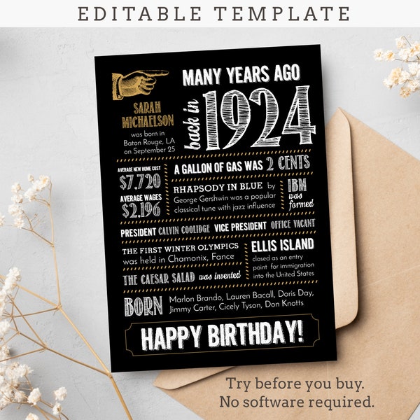 100th Birthday Card Etsy