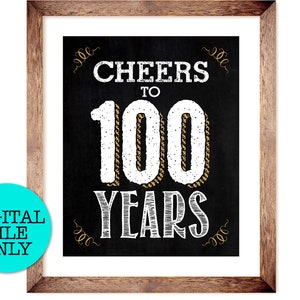 100th Birthday Chalk Sign Decorations / 8x10 four Pack / - Etsy