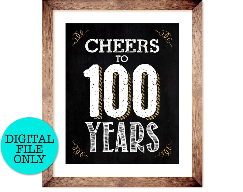 100th Birthday Chalk Sign Decorations / 8x10 Four Pack / | Etsy
