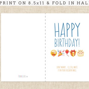 Printable Funny Emoji Birthday Card / for Anyone / 5.5 X 8.5 Folded ...