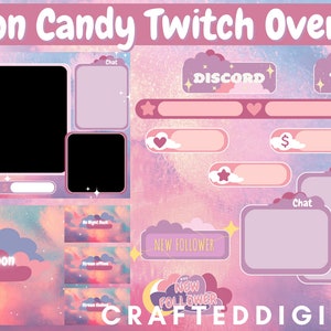 Cotton Candy Twitch Stream Overlay Package, Animated, Aesthetic, Lofi ...