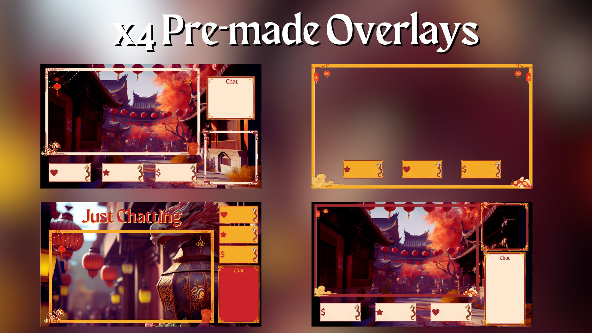 Lunar New Year Twitch Overlay Chinese New Year, Zodiac, Fireworks, Red ...