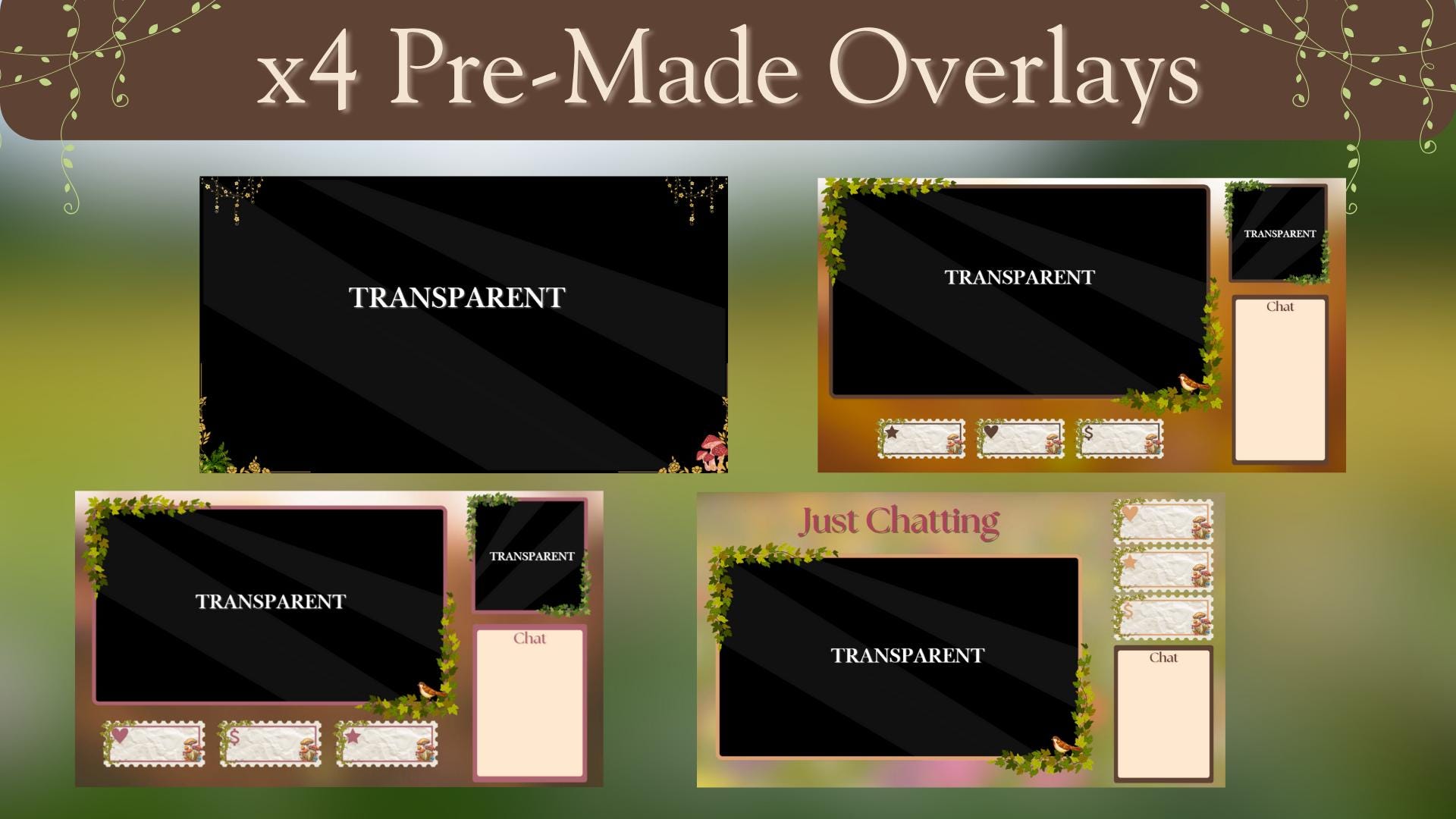Cottagecore Twitch Overlay | Cozy, Whimsical, Nature, Animated, Lofi ...