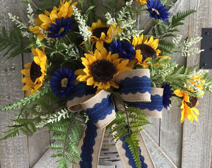 Sunflower Wreath for Front Door, Sunflower Wreath, Summer Wreath for ...