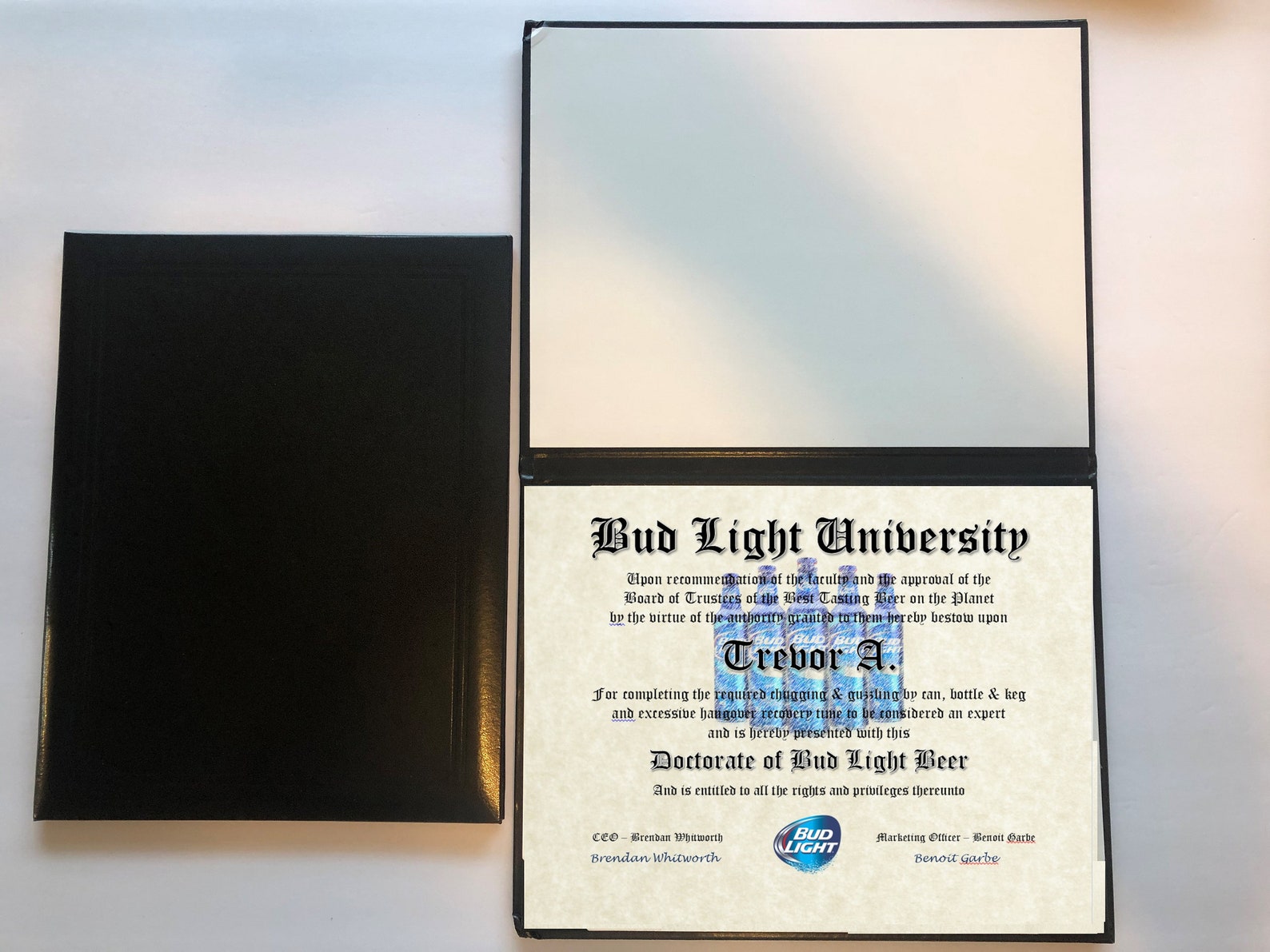 Bud Light Fan Certificate Man Cave Diploma - Etsy