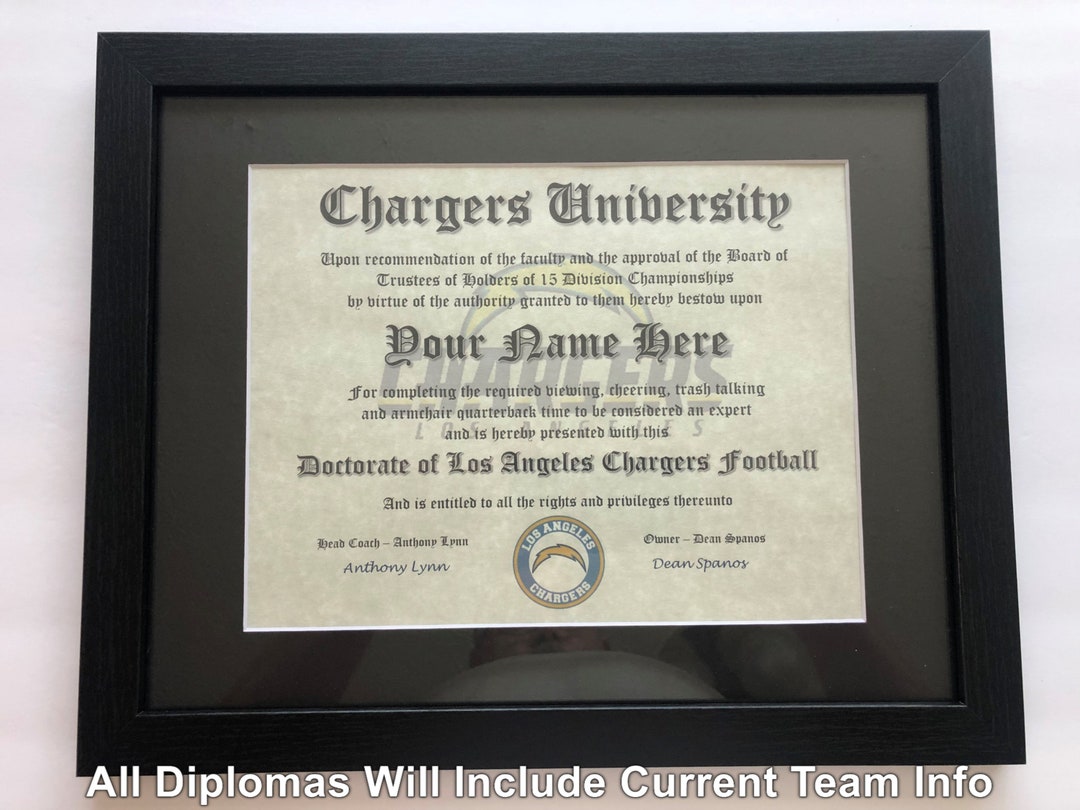 Los Angeles Football NFL #1 Fan Certificate Man Cave Diploma Perfect ...