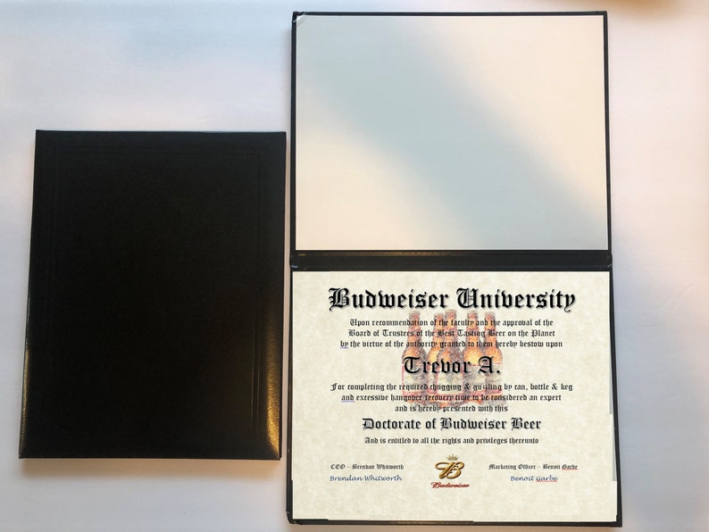 Budweiser Fan Certificate Man Cave Diploma - Etsy