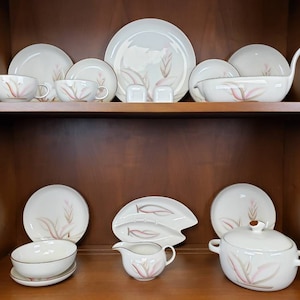 Winfield Dragon Flower Mid Century Dinnerware Pink and Brown Dessert ...